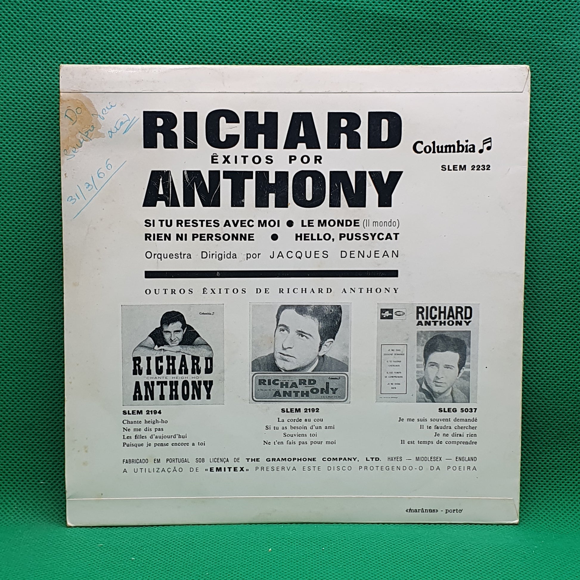 Richard Anthony ‎– Êxitos Por Richard Anthony – Vinyl Store Online
